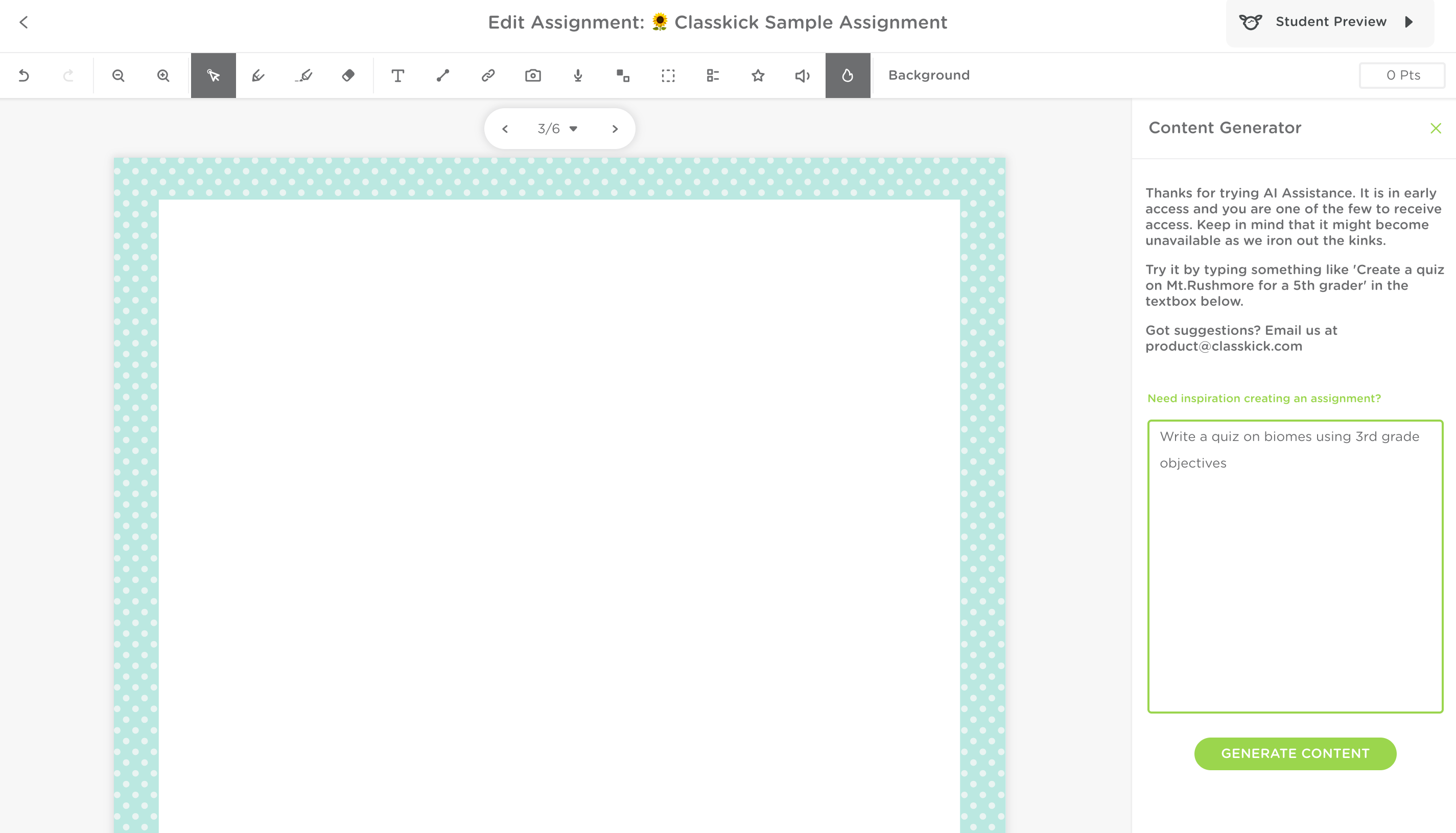 Assignment Creation Features – Classkick Support