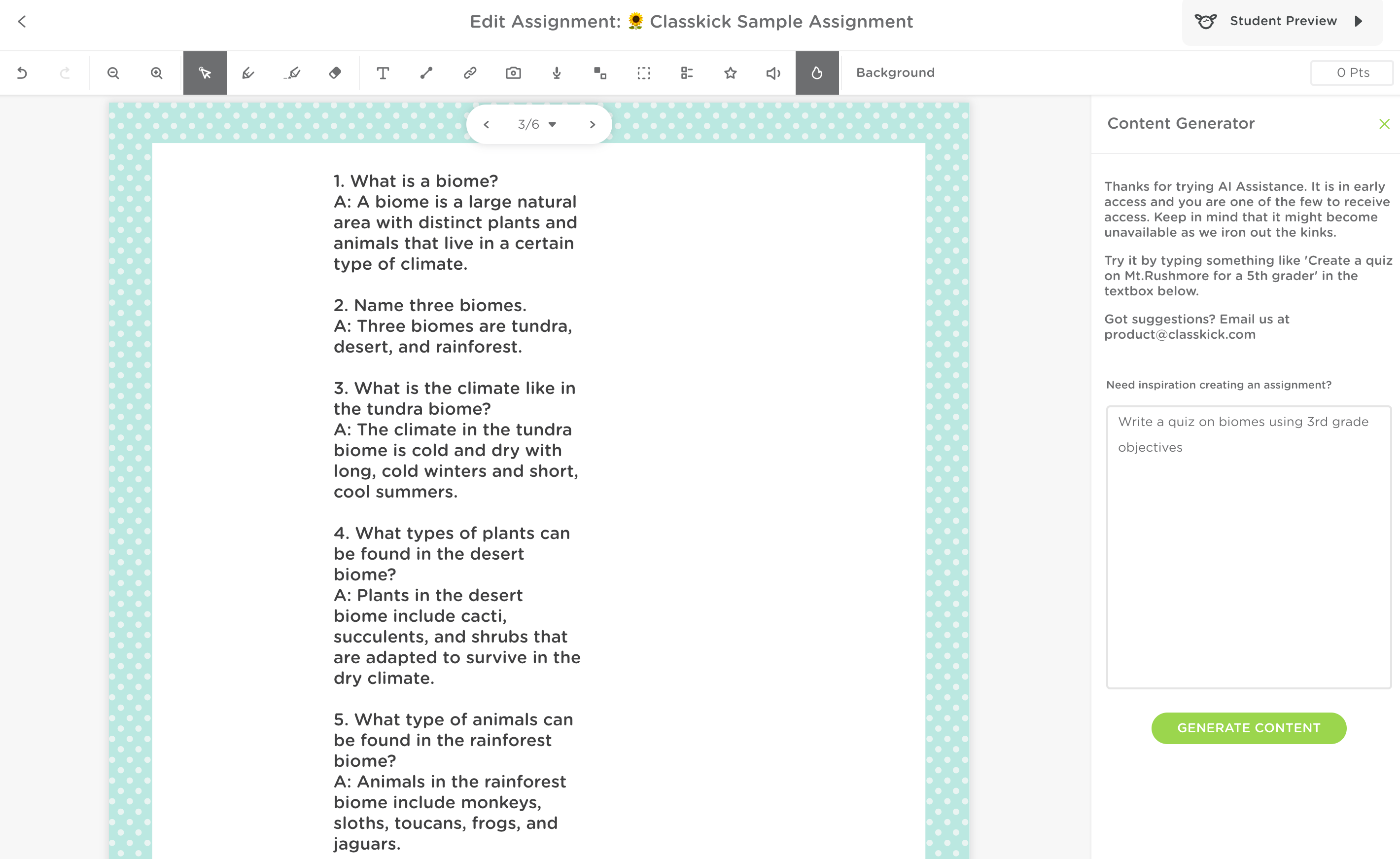 Assignment Creation Features – Classkick Support